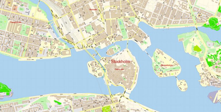 Stockholm Sweden PDF Map Vector Exact City Plan High Detailed Street ...