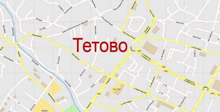 Tetovo Macedonia Map Vector Exact City Plan High Detailed Street Map ...