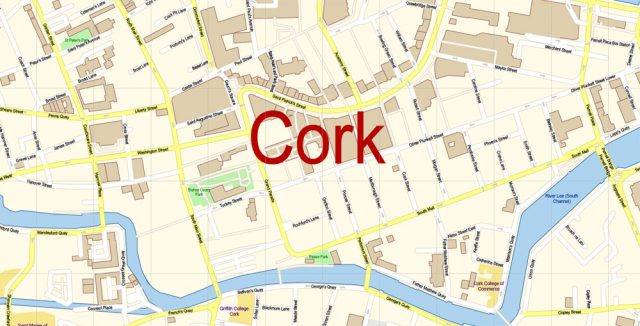 Cork Ireland DXF Map Vector Exact City Plan High Detailed Street Map ...