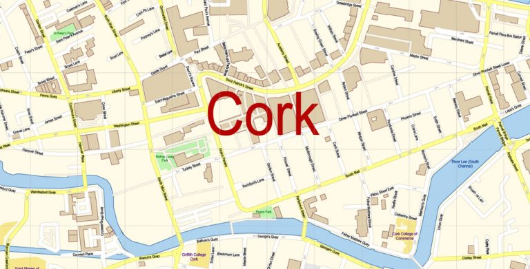 Cork Ireland DXF Map Vector Exact City Plan High Detailed Street Map ...
