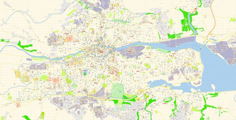 Cork Ireland DXF Map Vector Exact City Plan High Detailed Street Map ...