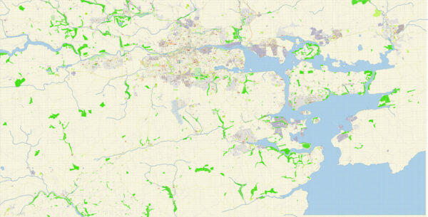 Cork Ireland DXF Map Vector Exact City Plan High Detailed Street Map ...