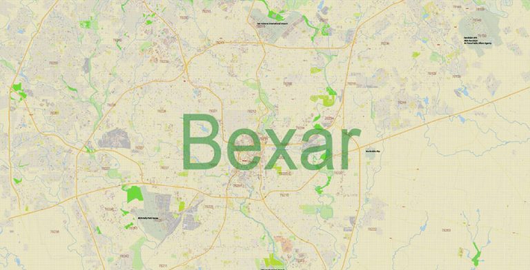 Bexar County San Antonio Texas US Map Vector Exact area Plan High ...