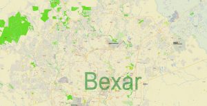 Bexar County San Antonio Texas US PDF Map Vector Exact area Plan High ...