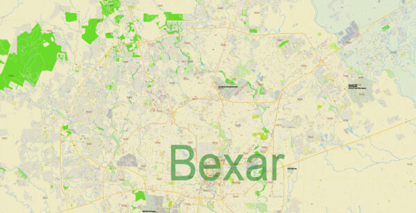 Bexar County San Antonio Texas US Map Vector Exact area Plan High ...