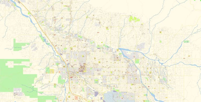 Tucson Arizona US PDF Map Vector Exact City Plan High Detailed Street ...