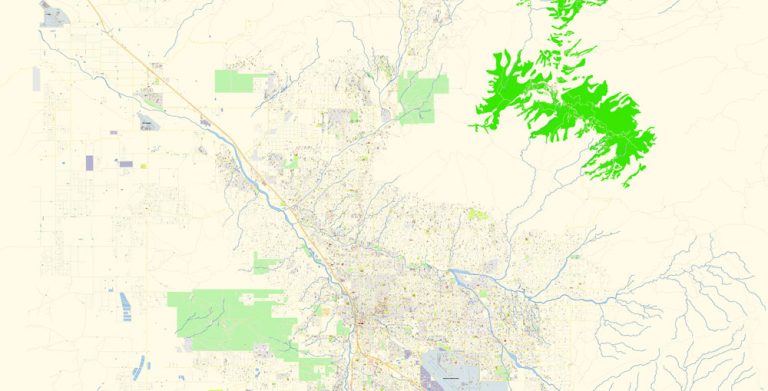Tucson Arizona US PDF Map Vector Exact City Plan High Detailed Street ...