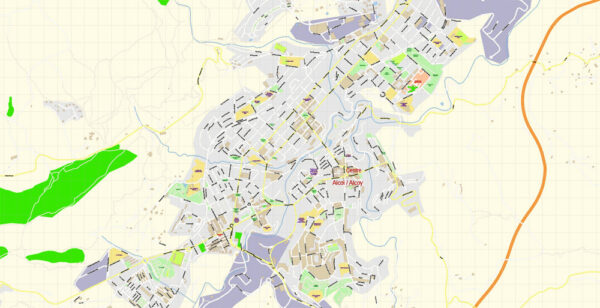 Alcoi Alcoy Alicante Spain Map Vector Exact City Plan High Detailed ...