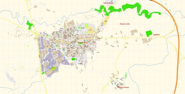 Alcoi Alcoy Alicante Spain Map Vector Exact City Plan High Detailed ...