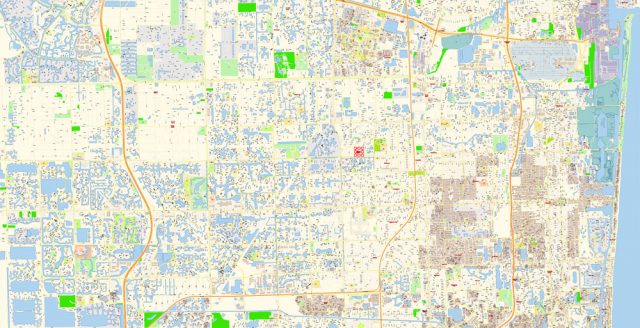 Florida East part (Miami – Jupiter area) US PDF Map Vector Exact City ...