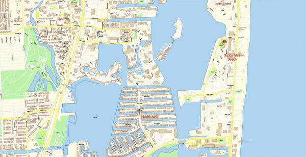 Florida East part (Miami – Jupiter area) US Map Vector Exact City Plan ...