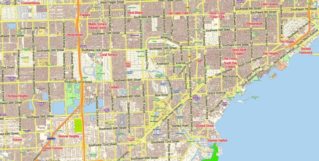 East Florida Jupiter-Miami area US PDF Map Vector Exact City Plan Low ...