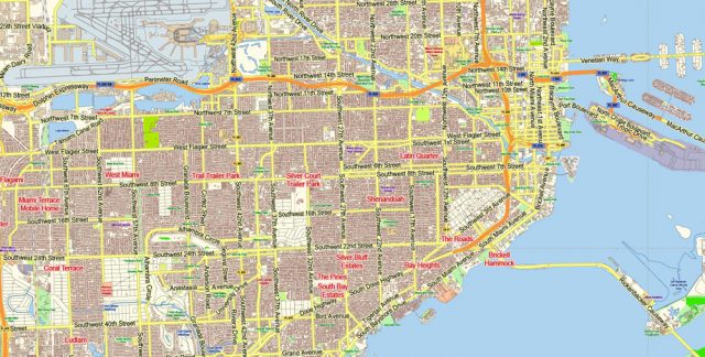 East Florida Jupiter-Miami area US Map Vector Exact City Plan Low ...