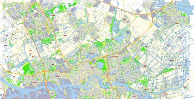 Rotterdam Netherlands Free Vector Map in Adobe Illustrator, PDF, SVG ...