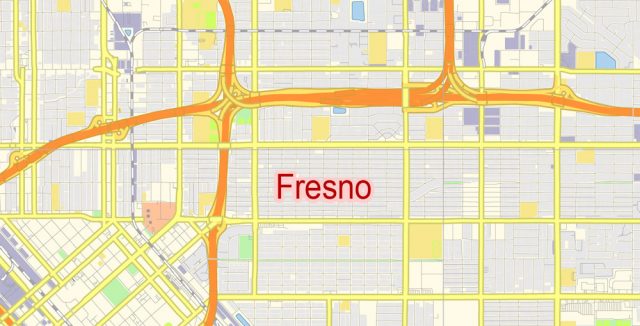 Fresno California US Vector Map FREE Download Adobe Illustrator, PDF ...