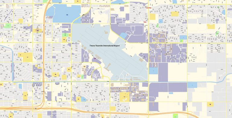 Fresno California US PDF Map Vector Exact City Plan High Detailed ...