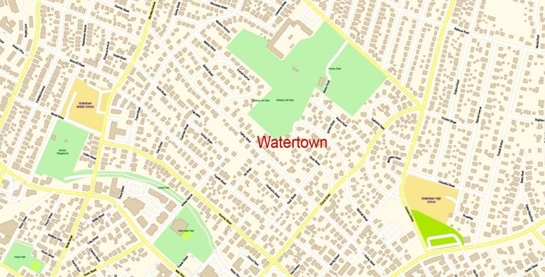 Lexington Area Massachusetts US Map Vector Exact City Plan High ...