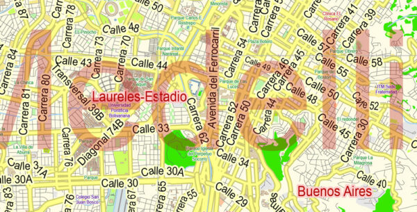 Medellin Colombia PDF Map Vector Exact City Plan Low Detailed Street ...