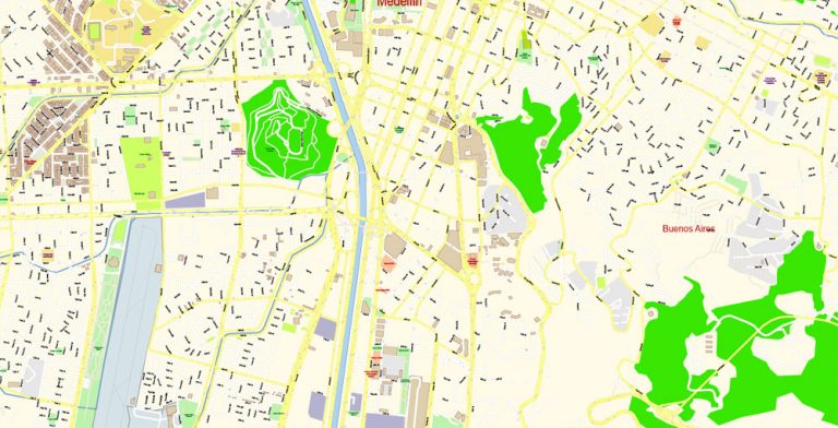 Medellin Colombia Map Vector Exact City Plan High Detailed Street Map ...