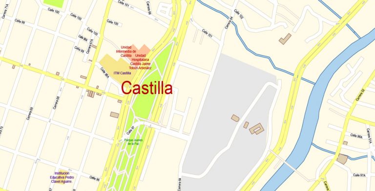 Medellin Colombia Map Vector Exact City Plan High Detailed Street Map ...