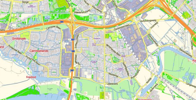 Rotterdam Netherlands Map Vector Exact City Plan Low Detailed Street ...
