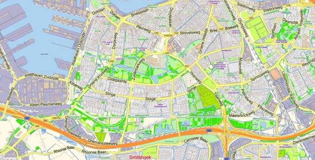 Rotterdam Netherlands Map Vector Exact City Plan Low Detailed Street ...