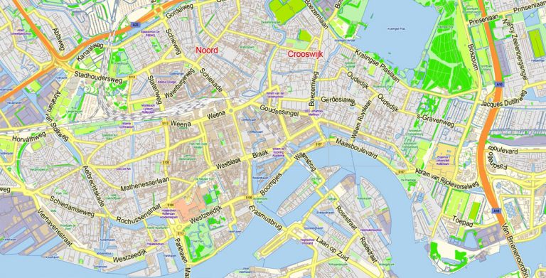 Rotterdam Netherlands Map Vector Exact City Plan Low Detailed Street ...
