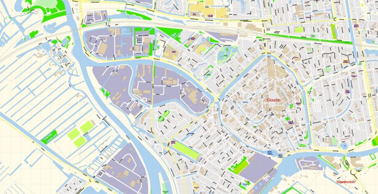 Rotterdam Netherlands PDF Map Vector Exact City Plan High Detailed ...