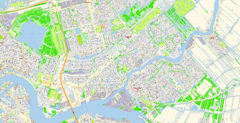 Rotterdam Netherlands PDF Map Vector Exact City Plan High Detailed ...