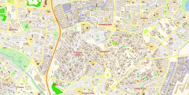 Singapore Map Vector Exact 01 City Plan High Detailed Street Map ...