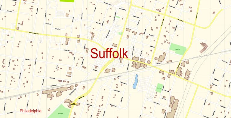 Suffolk Virginia US PDF Map Vector Exact City Plan High Detailed Street ...