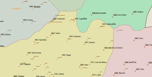 Belgium Netherlands Luxembourg Map Vector Cities + Admin + Postcodes ...