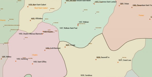 Belgium Netherlands Luxembourg Map Vector Cities + Admin + Postcodes ...