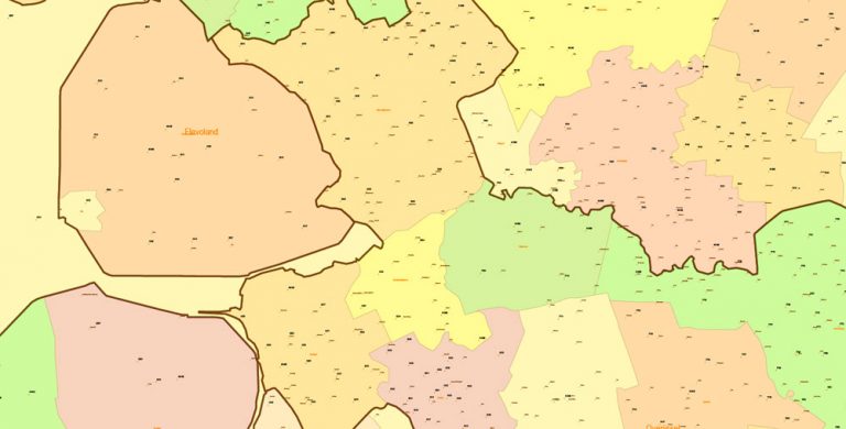 Belgium Netherlands Luxembourg Map Vector Cities + Admin + Postcodes ...