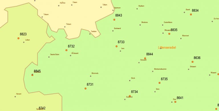 Belgium Netherlands Luxembourg Map Vector Cities + Admin + Postcodes ...