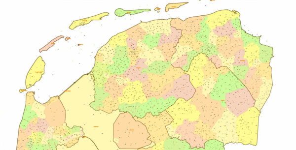 Belgium Netherlands Luxembourg Map Vector Cities + Admin + Postcodes ...