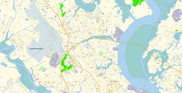 Charleston South Carolina US Map Vector Exact City Plan High Detailed ...