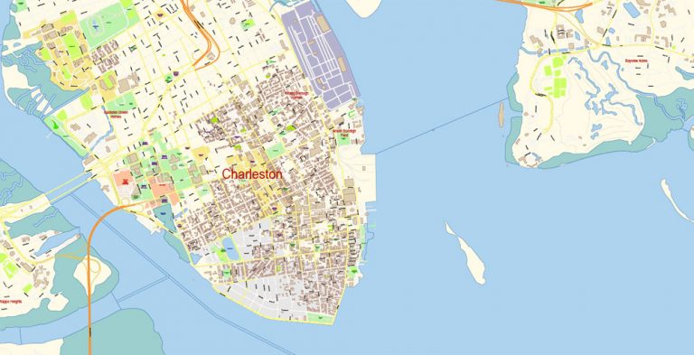 Charleston South Carolina US Map Vector Exact City Plan High Detailed ...