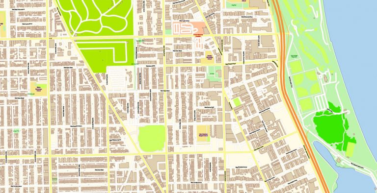 Chicago Illinois US Map Vector Exact City Plan High Detailed Street Map ...