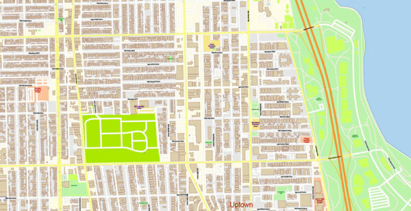 Chicago Illinois US Map Vector Exact City Plan High Detailed Street Map ...