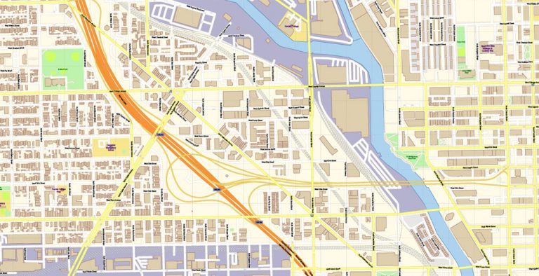 Chicago Illinois US Map Vector Exact City Plan High Detailed Street Map ...