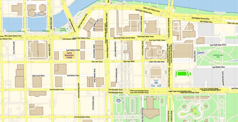 Chicago Illinois US Map Vector Exact City Plan High Detailed Street Map ...