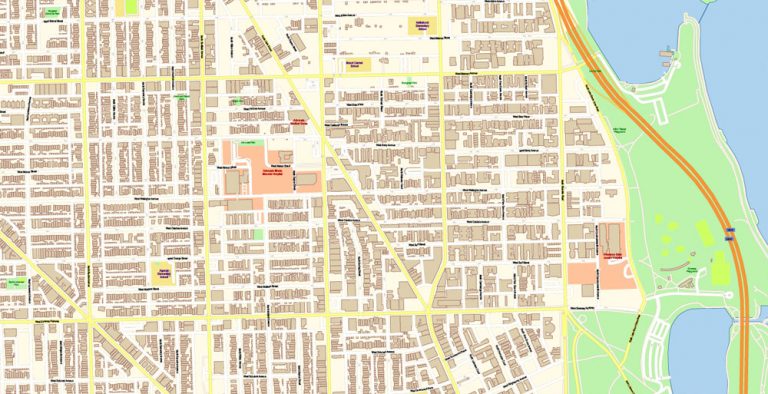 Chicago Illinois US Map Vector Exact City Plan High Detailed Street Map ...
