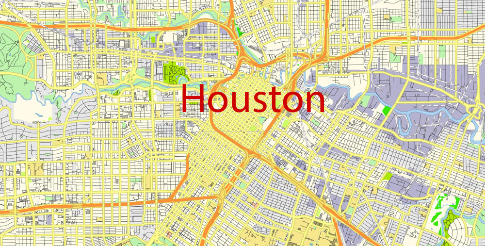 Houston Texas Map Vector Free Editable Layered Adobe Illustrator + PDF ...