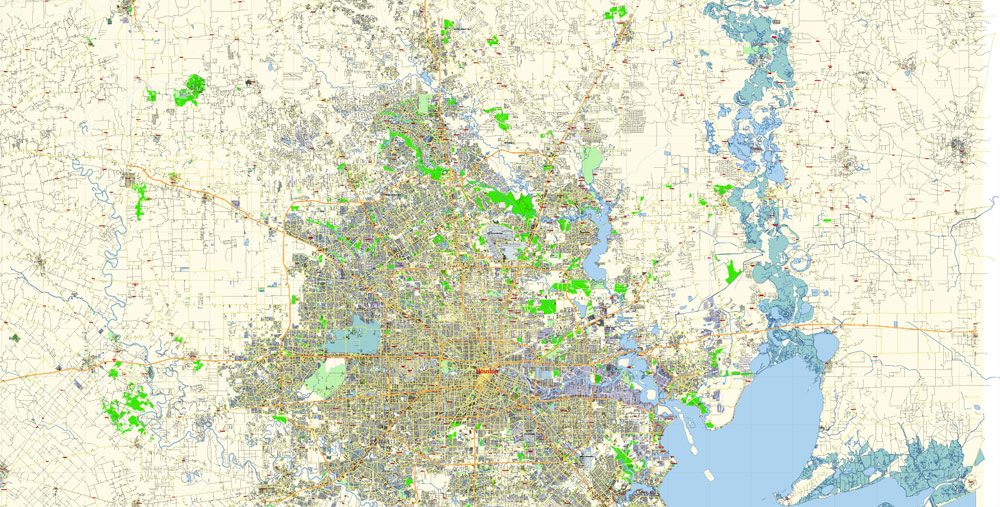 Houston Texas Map Vector Free Editable Layered Adobe Illustrator + PDF ...