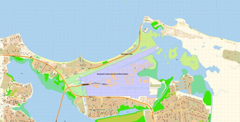 Vivo Beach Puerto Rico Map Vector Exact City Plan High Detailed Street ...