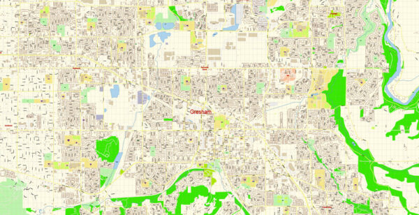 Gresham Oregon US Map Vector Exact City Plan High Detailed Street Map ...