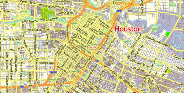 Houston Texas US Map Vector Exact City Plan Detailed Street Map ...