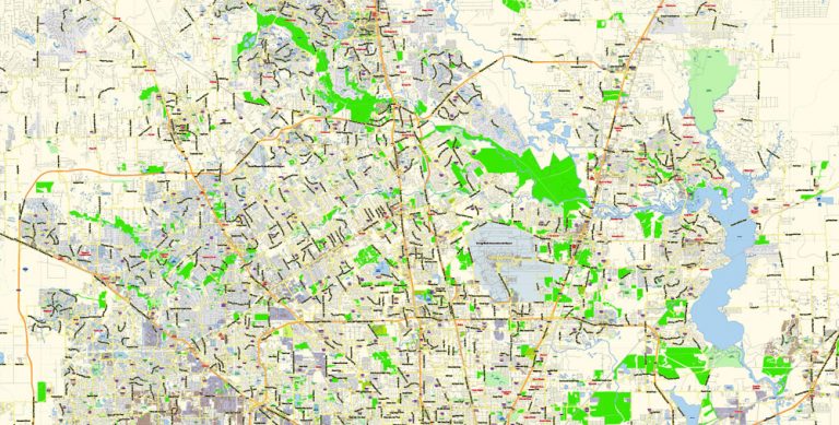 Houston Texas US PDF Map Vector Exact City Plan Detailed Street Map ...