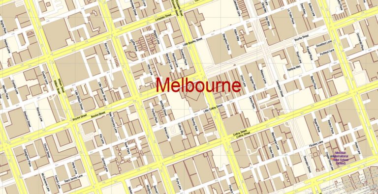 Melbourne Australia PDF Map Vector Exact City Plan High Detailed Street ...